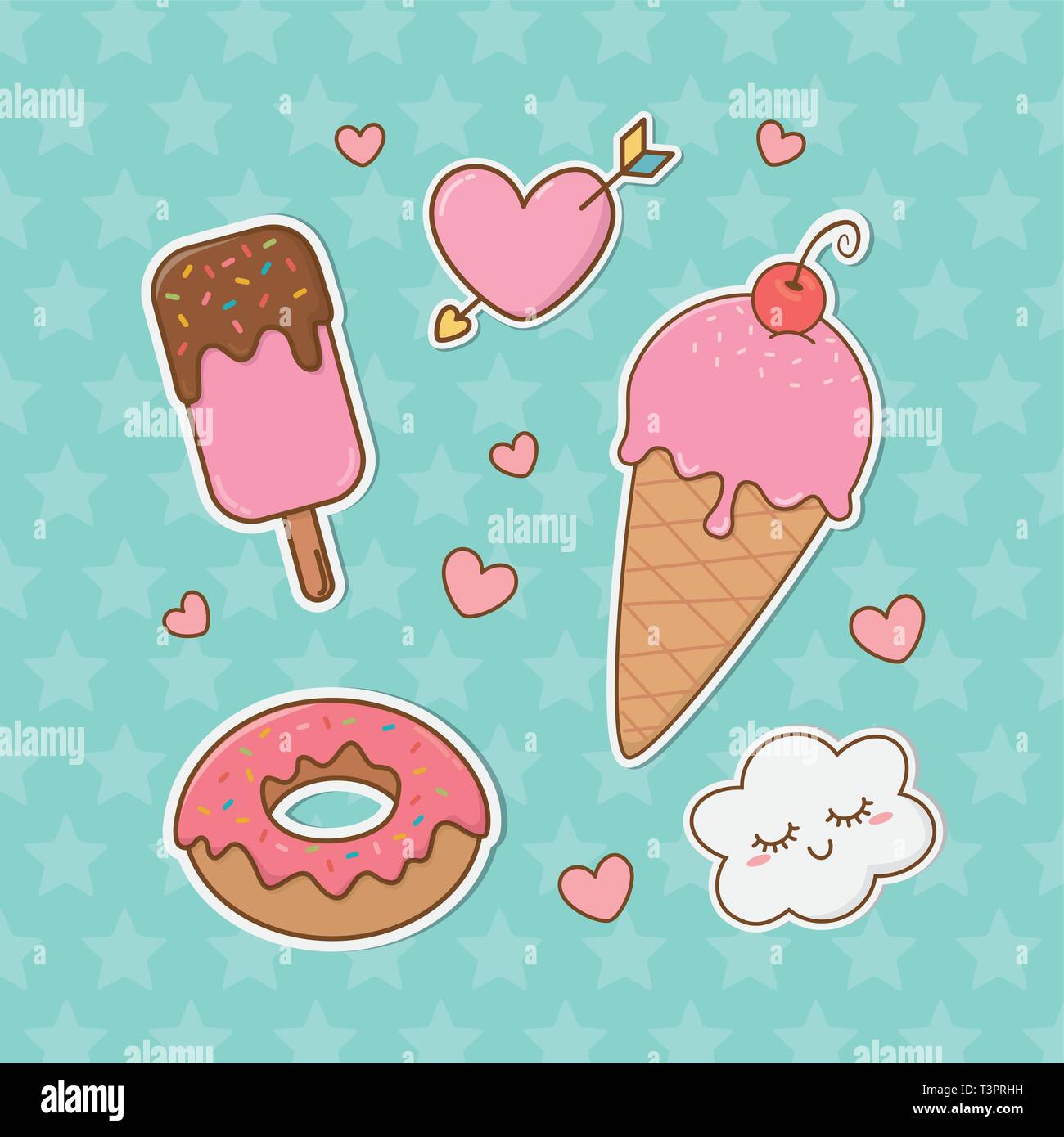 set of stickers kawaii vector illustration design Stock Vector Image ...