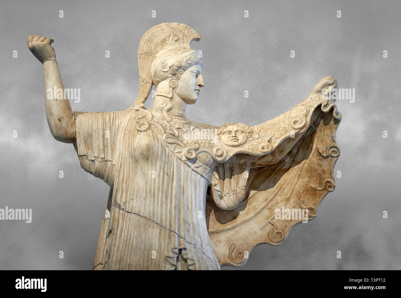 Roman statue of goddes Athena from the tablinum of the Villa of the ...