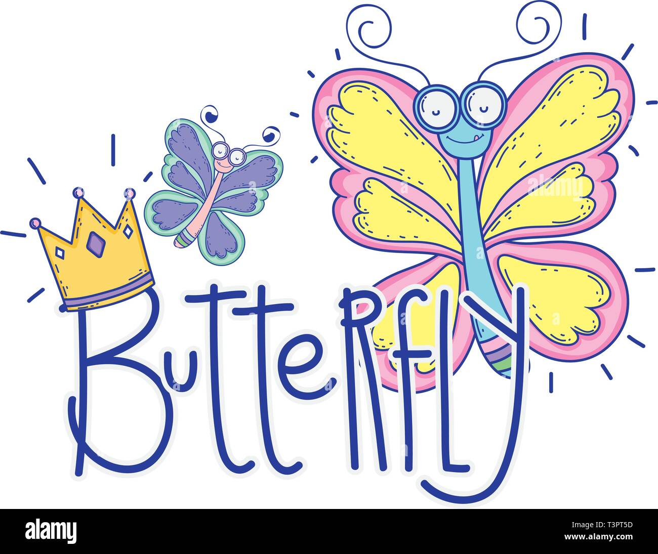 beautiful butterfly with calligraphy character vector illustration ...