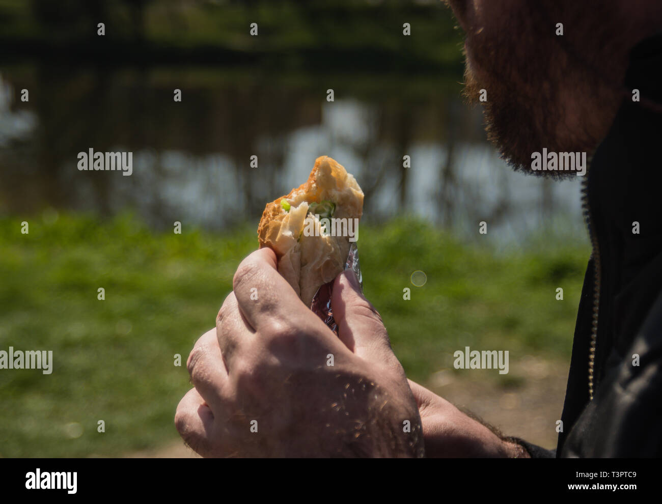 Man eating sandwich closeup hi-res stock photography and images - Alamy