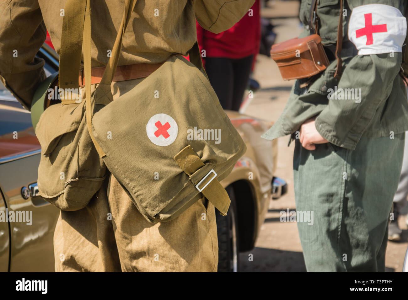 Old army uniform, medic, red cross clothes and equipment Stock Photo ...