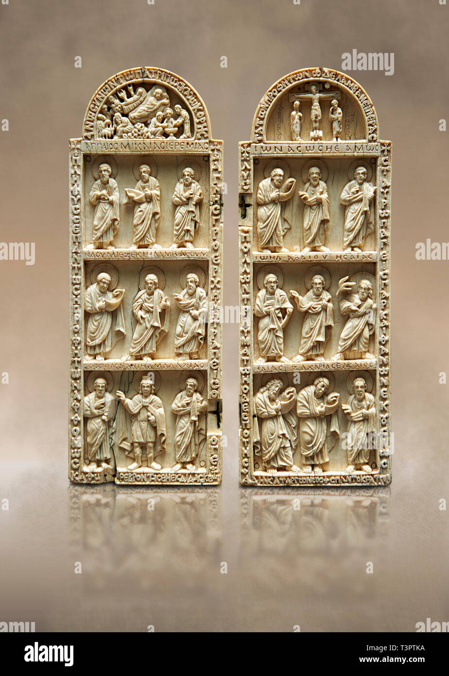 Medieval Christian ivory diptych depicting the Nativity, the ...