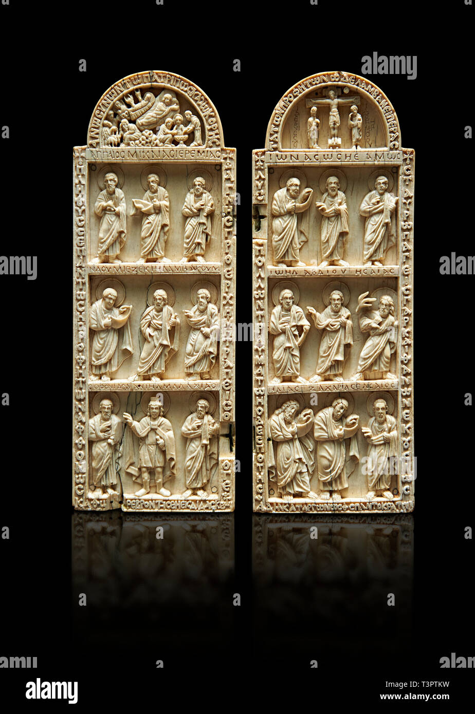Medieval Christian ivory diptych depicting the Nativity, the ...