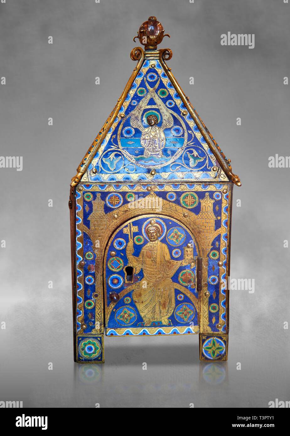 Medieval enamelled tabernacle depicting Christ in majesty, circa 1200 ...