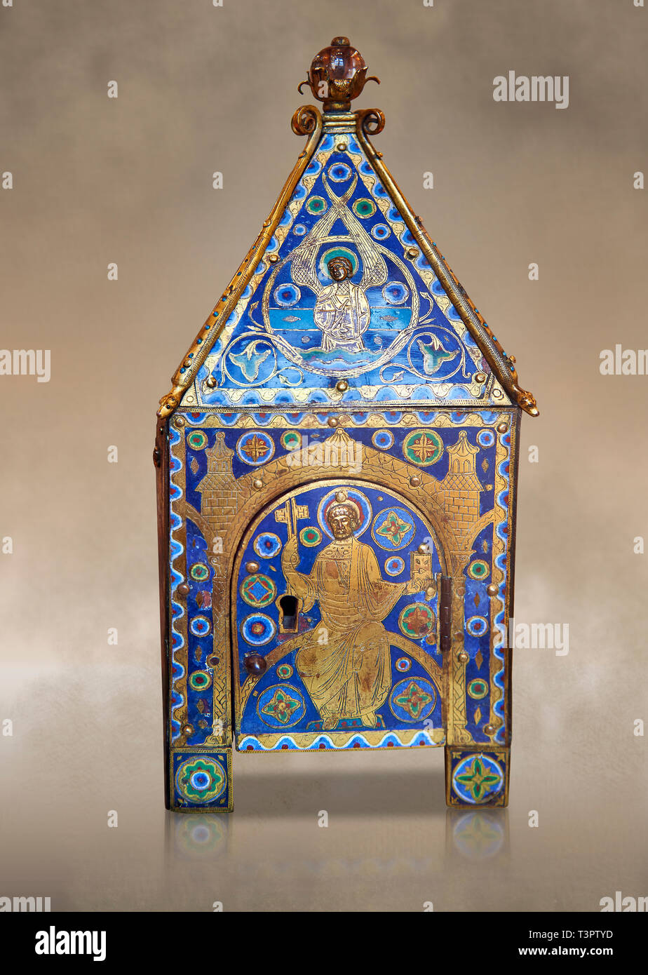 Medieval enamelled tabernacle depicting Christ in majesty, circa 1200 ...