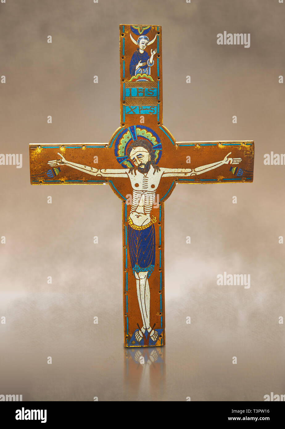 Medieval enamelled crucifix, circa end of 12th century from Limoges ...