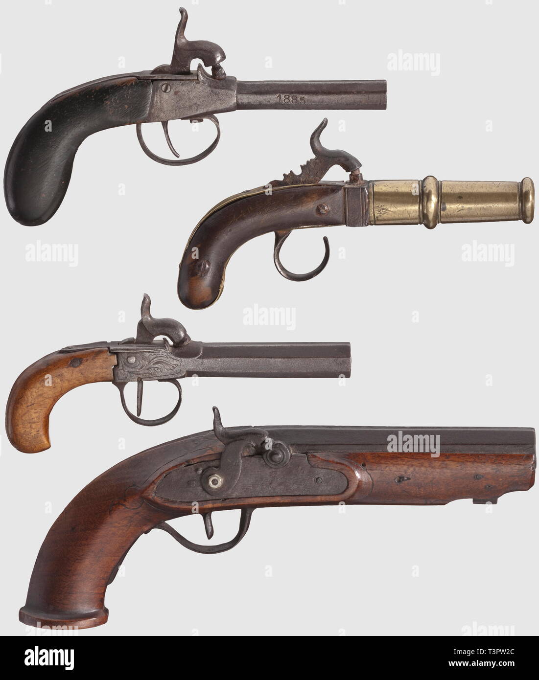 Small arms, pistols, four caplock pistol, German, 19th century ...