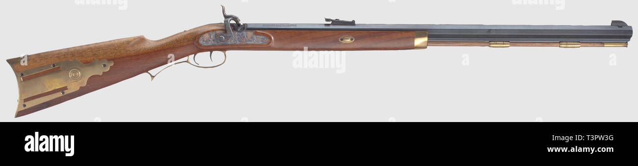 Civil long arms, flintlock and caplock, caplock Hawken Rifle, Italian ...