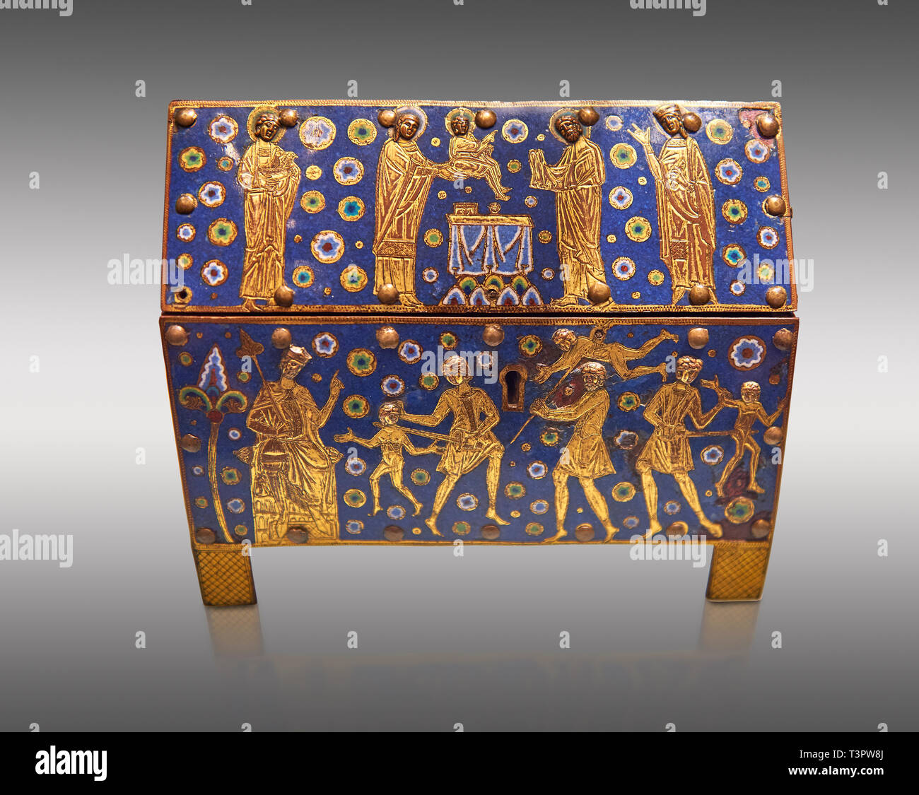 Medieval enamelled box with scenes of the Massacre of the Innocents ...