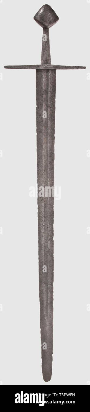 A German knightly sword, circa 1250 Double edged blade with an orb and ...