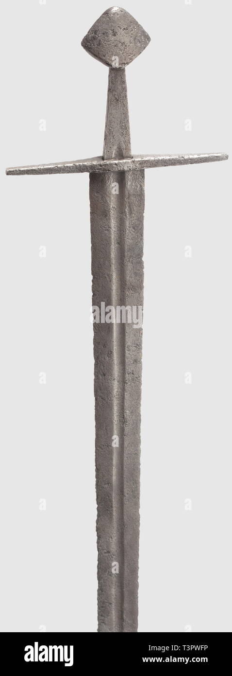 A German knightly sword, circa 1250 Double edged blade with an orb and ...