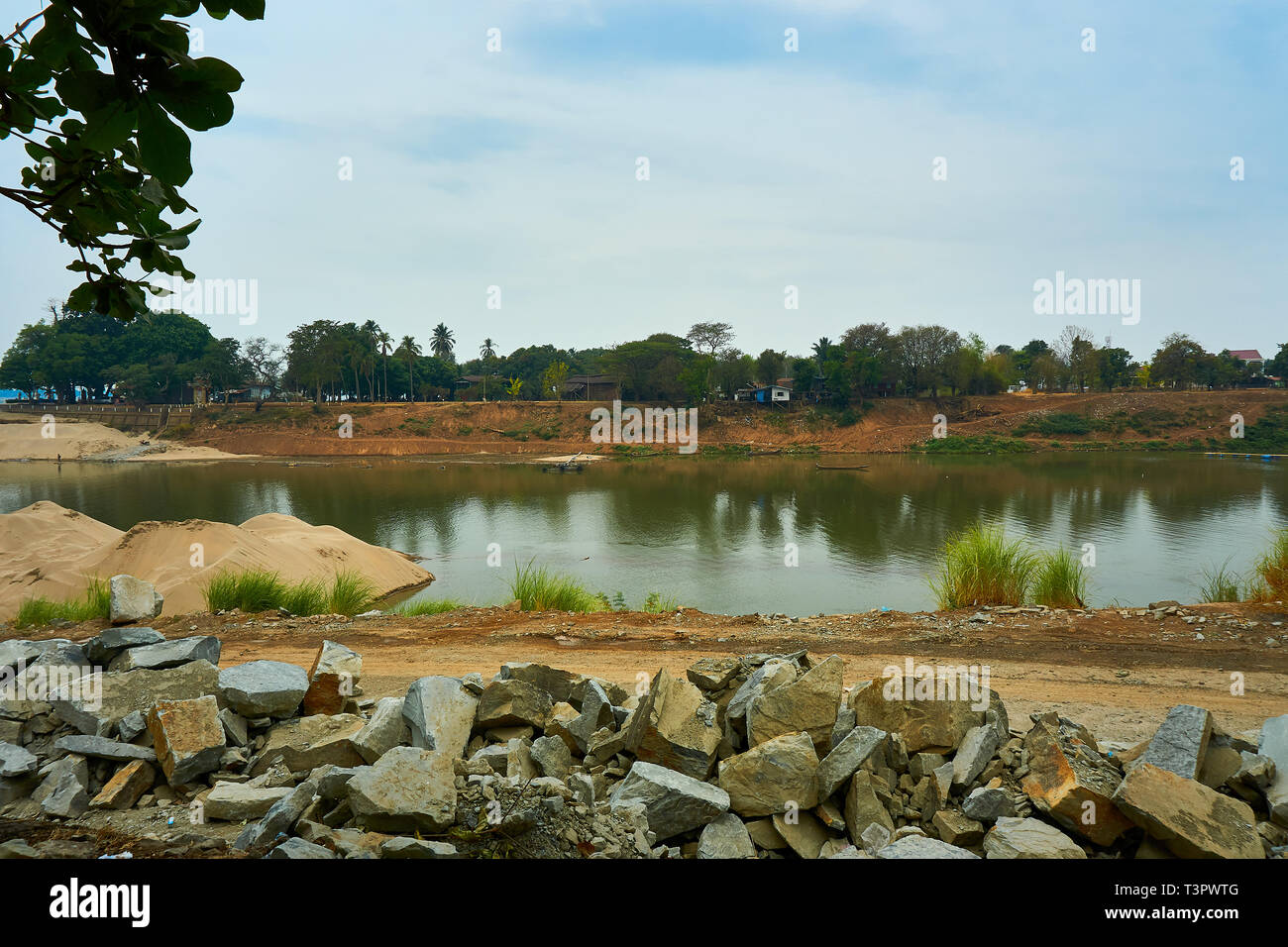 Top view of Pakse ,Mountain and Mekong River in Laos Stock Photo - Alamy