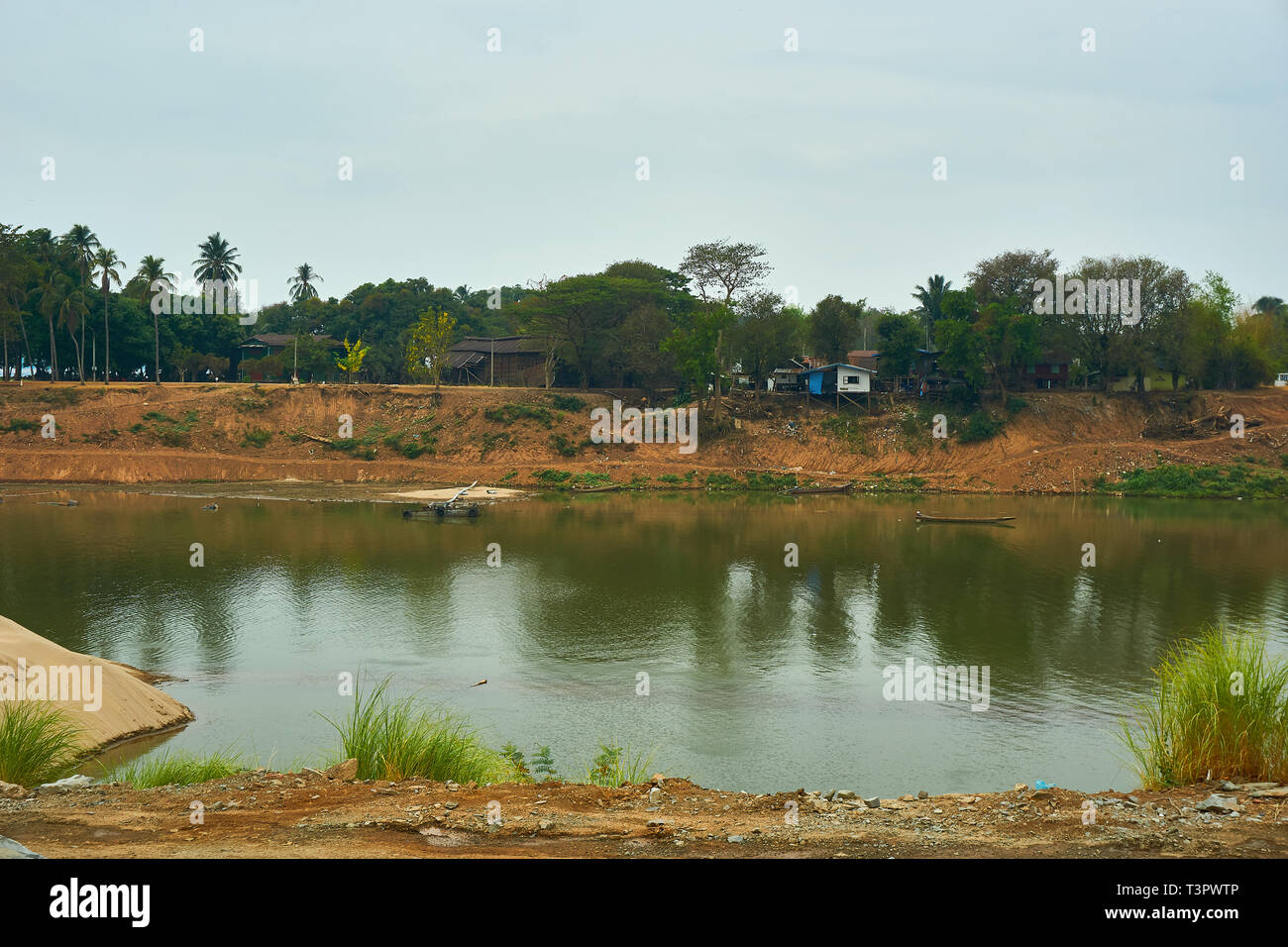 Top view of Pakse ,Mountain and Mekong River in Laos Stock Photo - Alamy