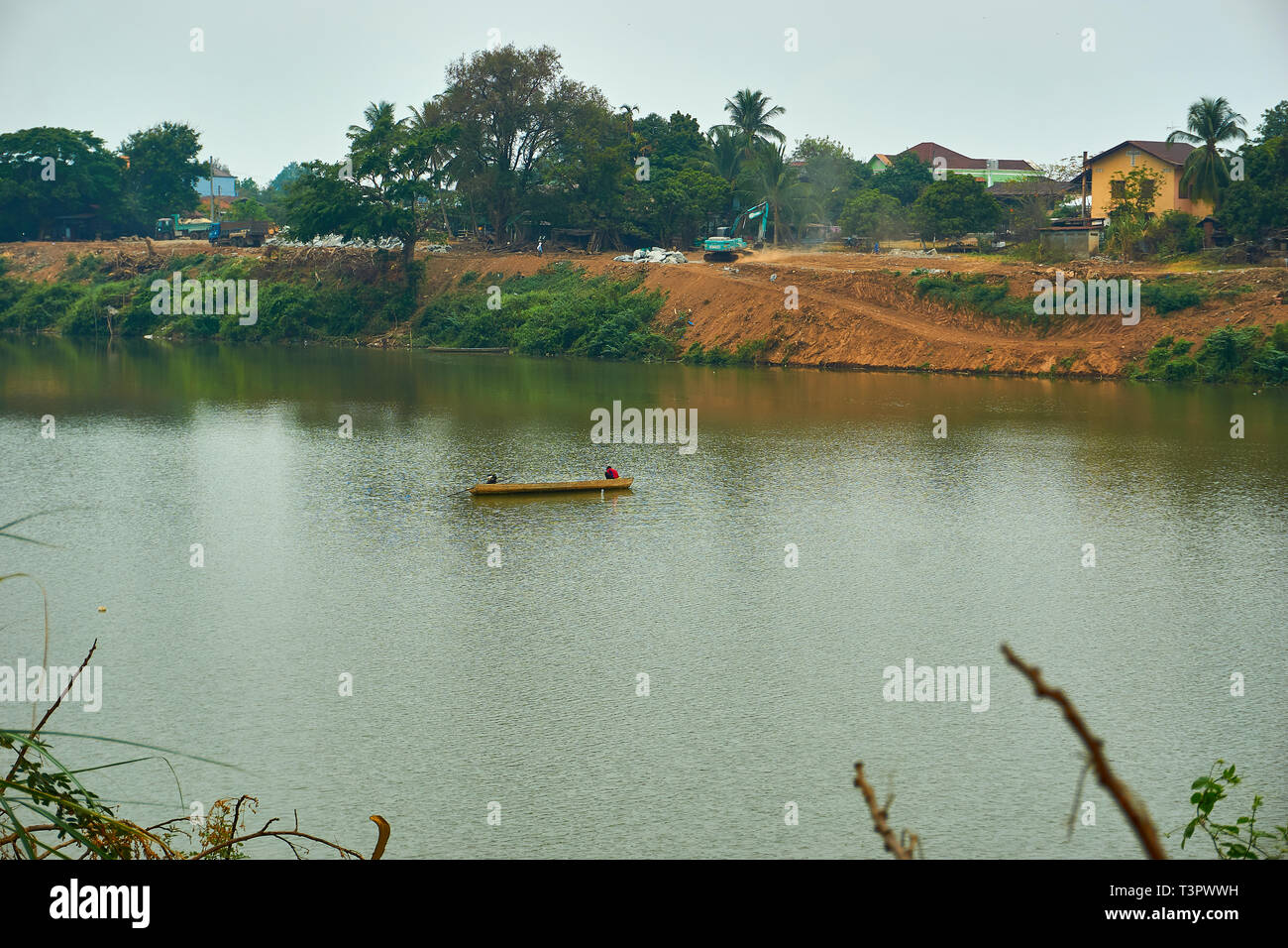 Top view of Pakse ,Mountain and Mekong River in Laos Stock Photo - Alamy