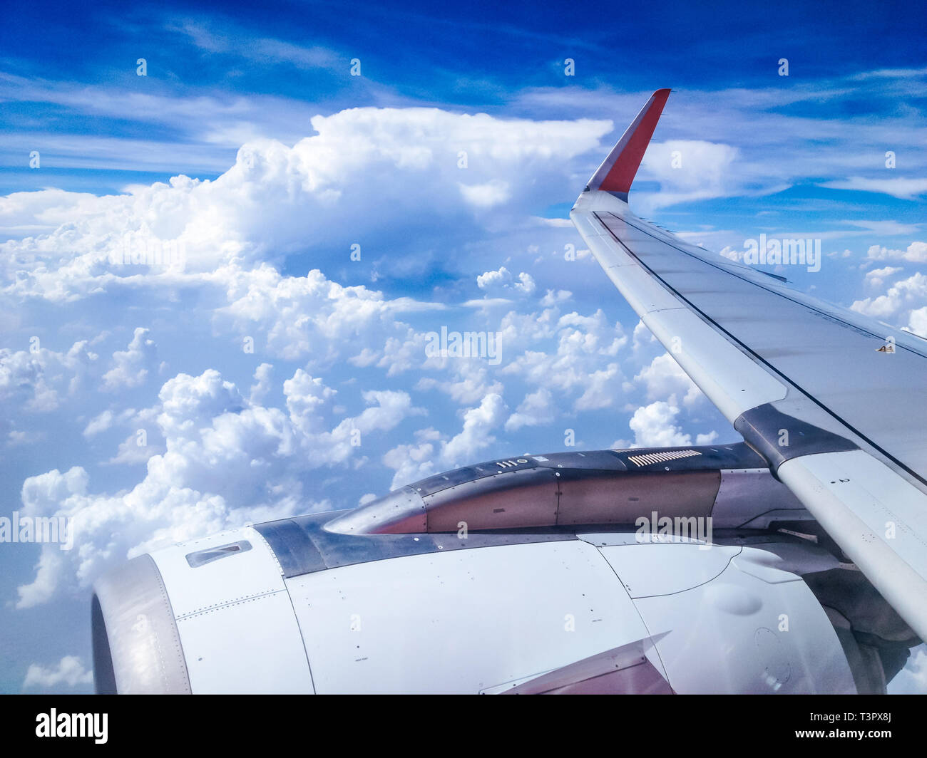 View from an airplane window background Stock Photo - Alamy