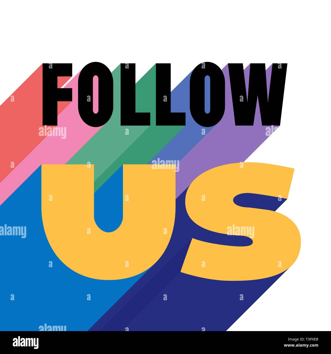 Follow us for social networks. Vector typographic design. - Vector ...