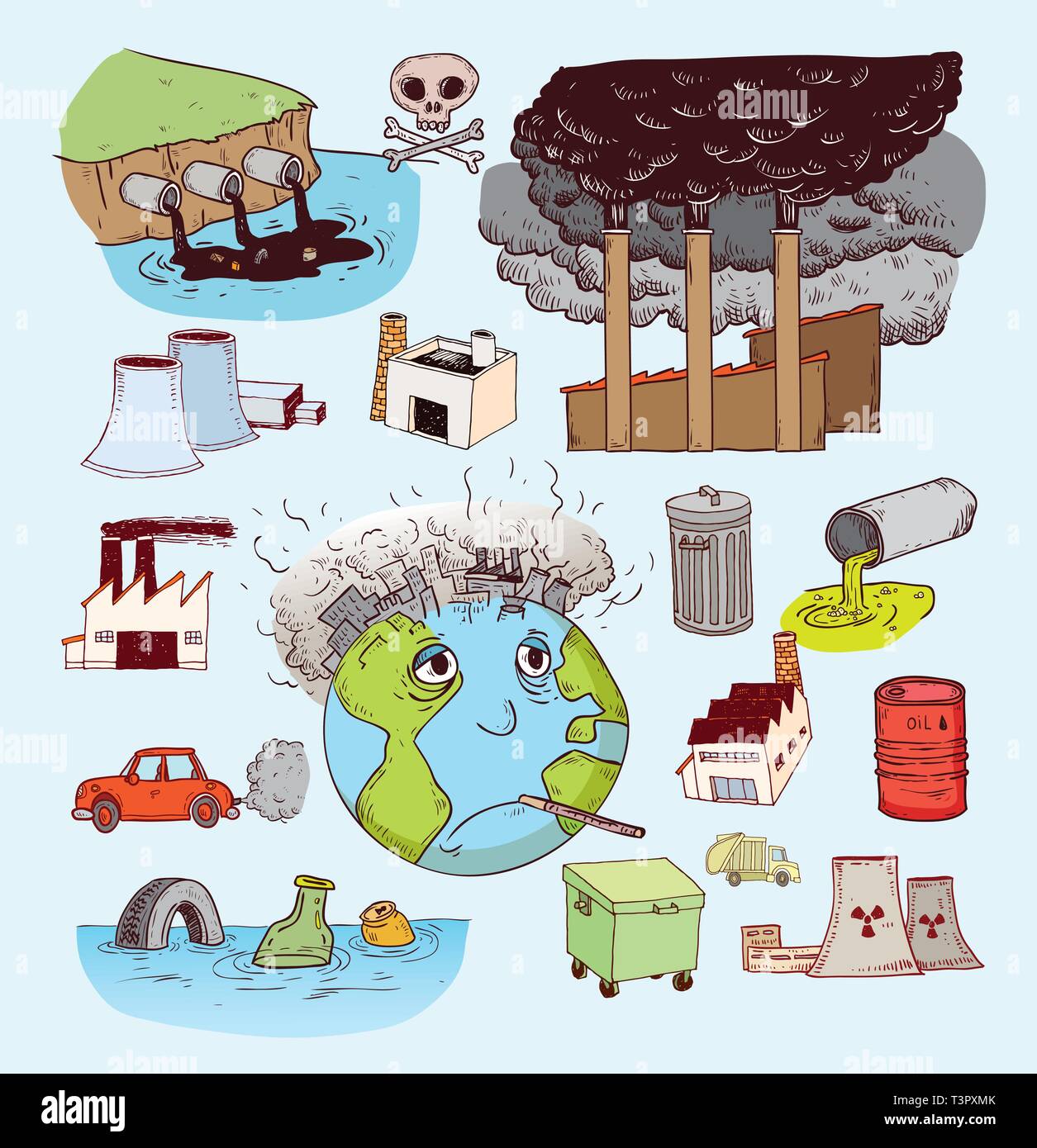 Pollution doodle, Vector Stock Vector Image & Art - Alamy