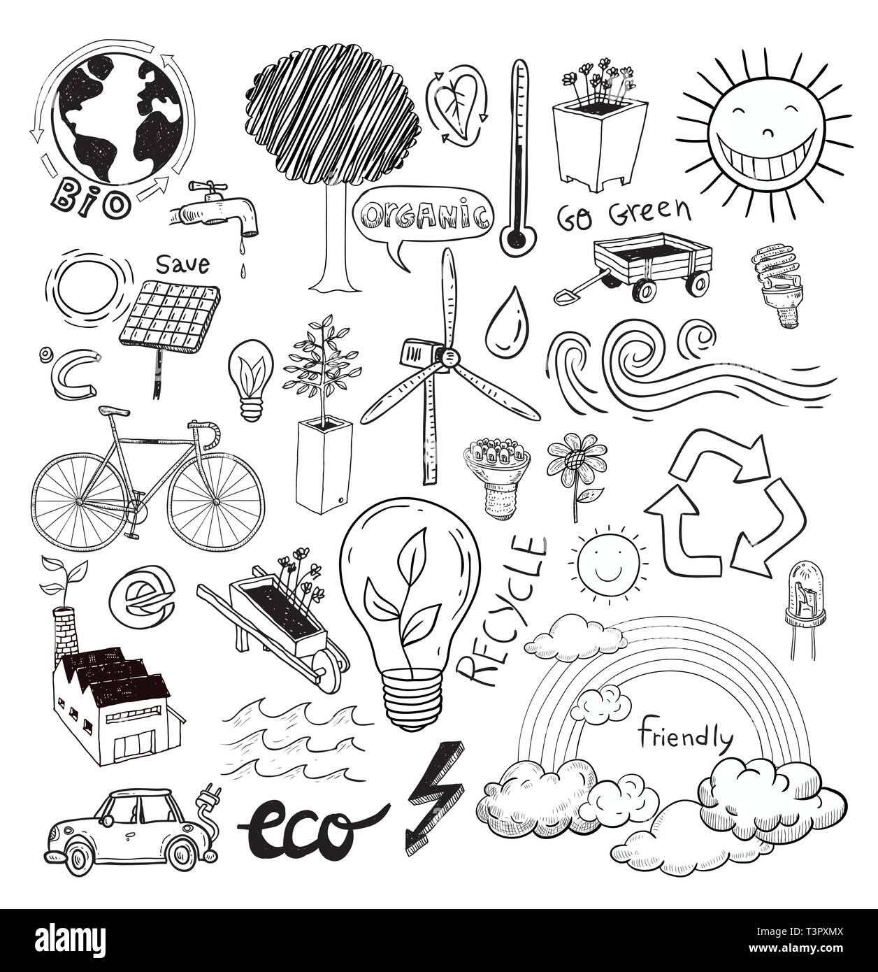 Illustration pollution garbage nature Stock Vector Images - Alamy