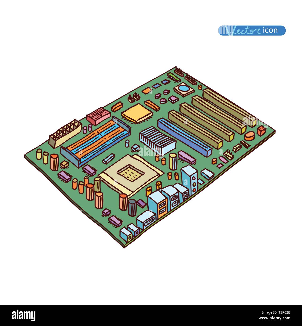 Computer Hardware Icons. PC Components Stock Vector Image & Art - Alamy