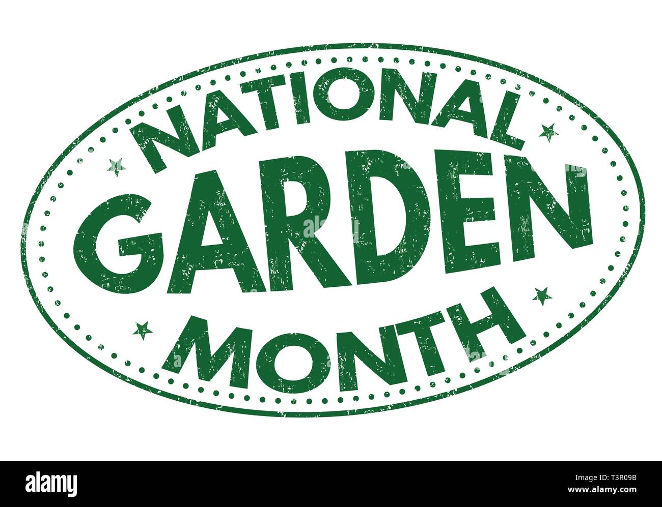 National garden month sign or stamp on white background, vector ...