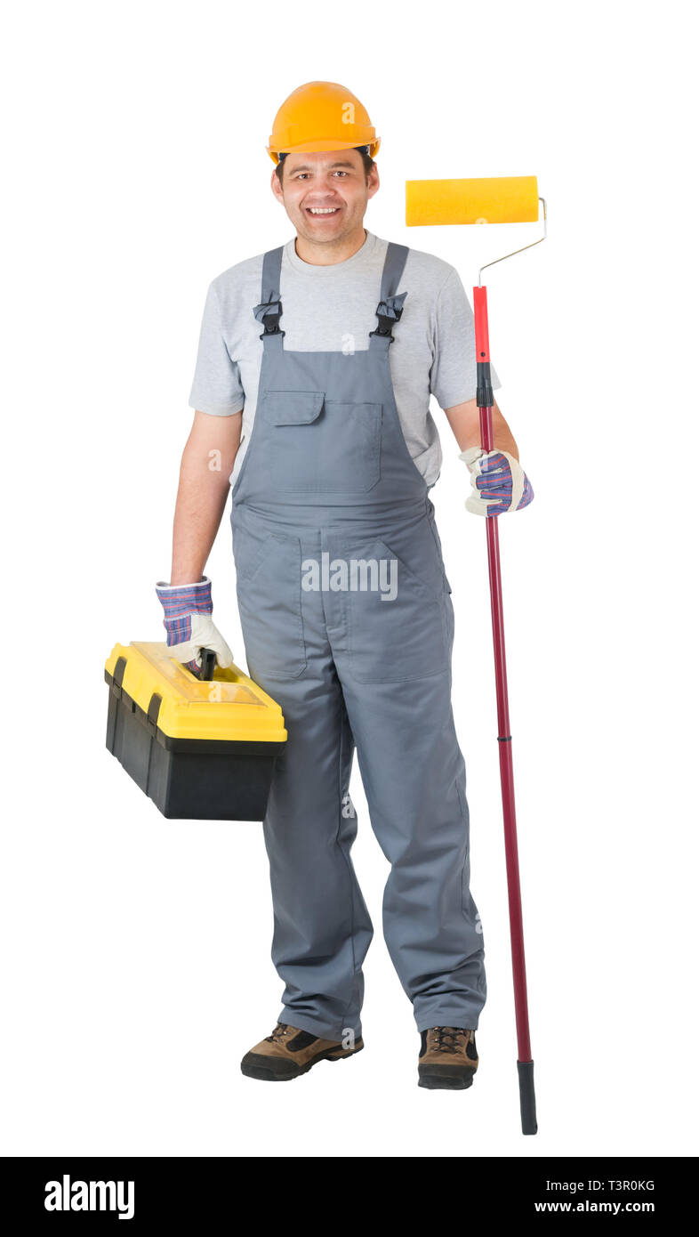 Home repair man isolated on white Stock Photo - Alamy