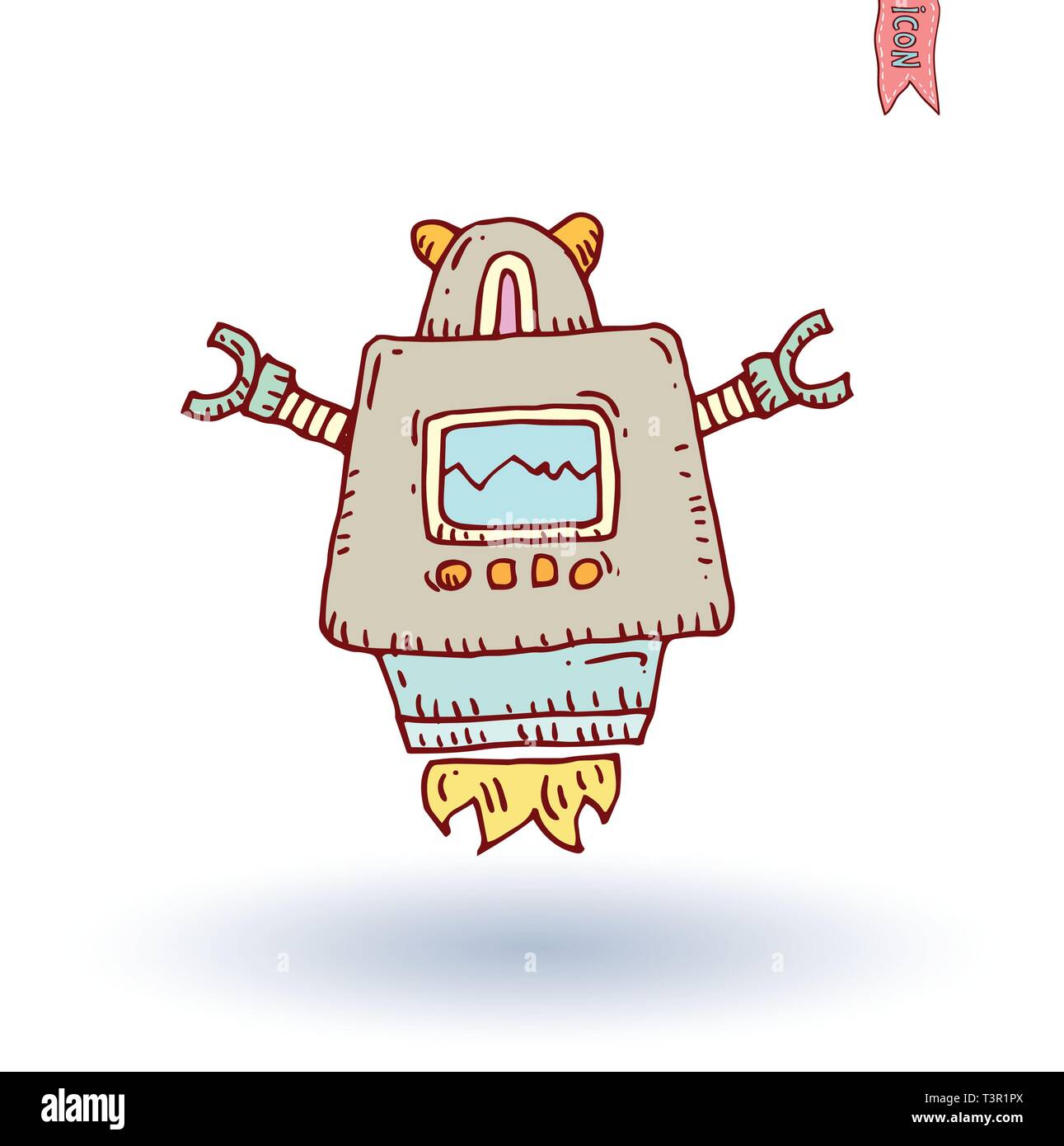 Cartoon illustration computer monitor robot Cut Out Stock Images ...