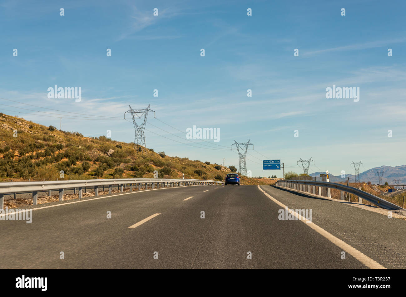 GRANADA SPAIN, DECEMBER 15, 2018 A-92 expressway leading to the city of ...