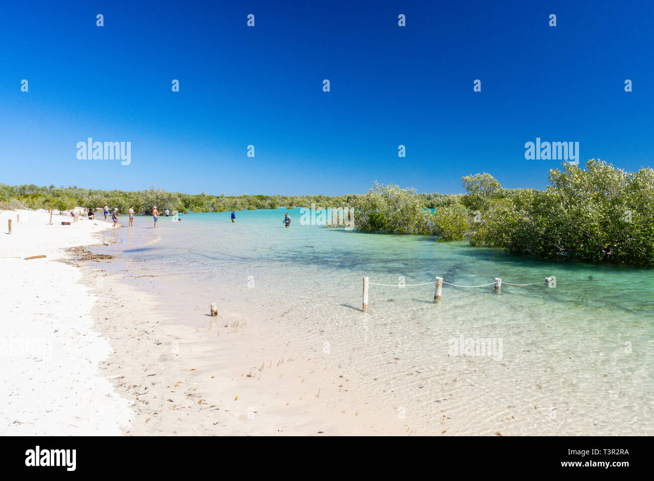 Swimmers and fishermen at Port Smith Lagoon, South of Broome Stock ...