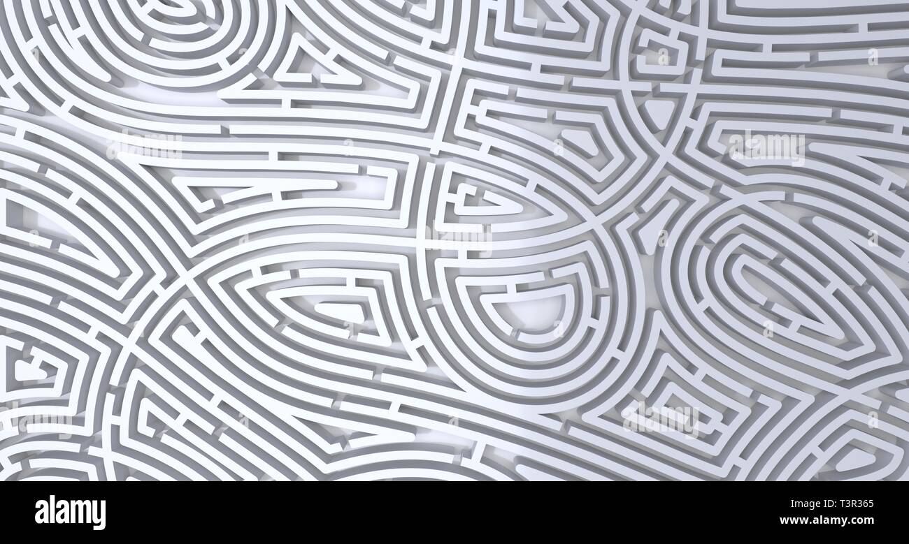 3d render of complicated white maze abstract white background Stock ...