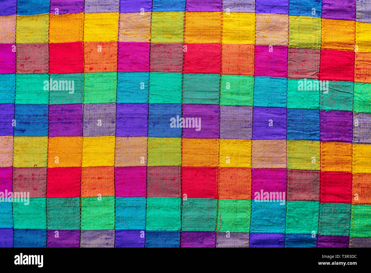 abstract background of multi-colored check fabric texture Stock Photo ...