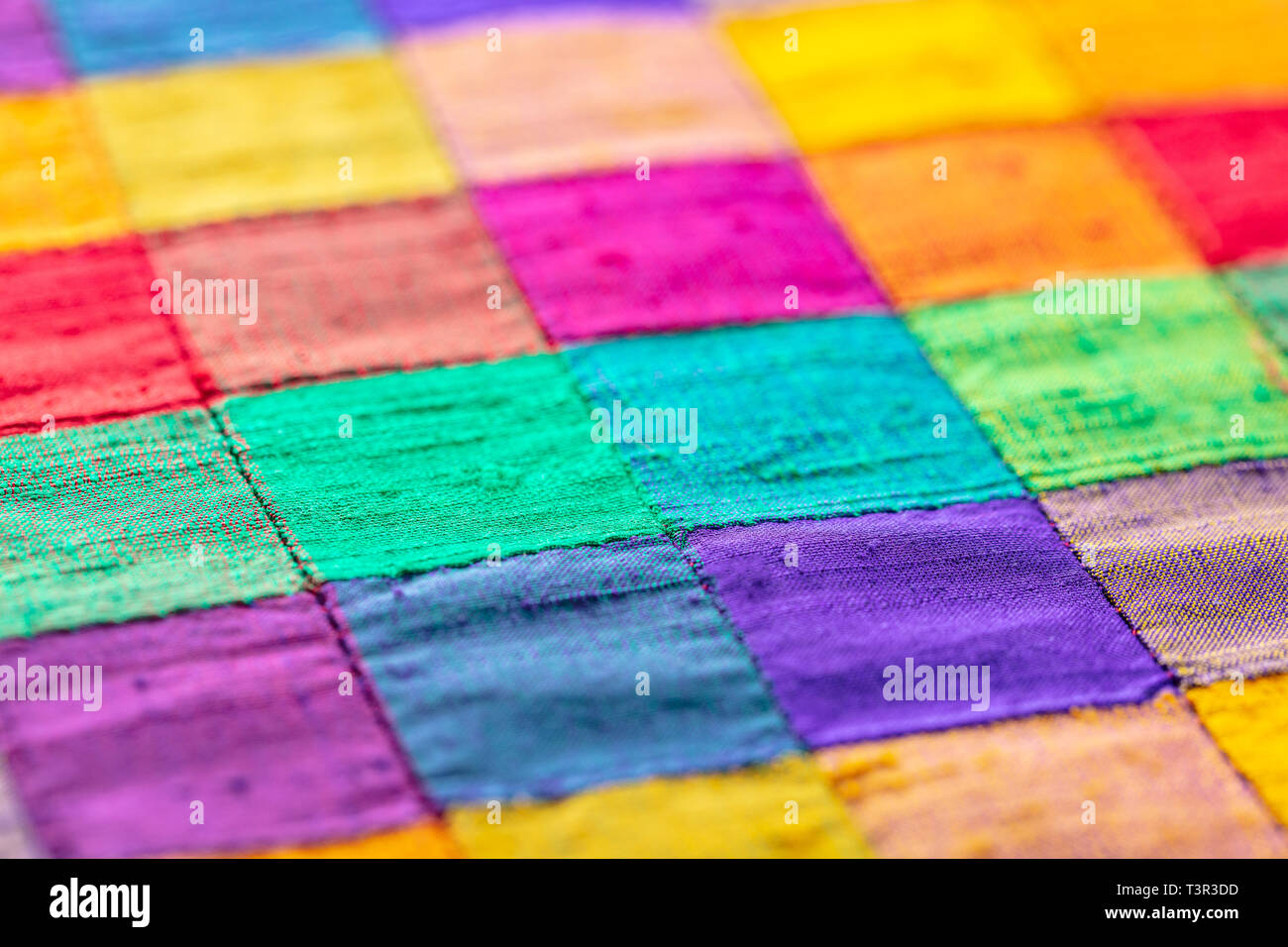 abstract background of multi-colored check fabric texture Stock Photo ...