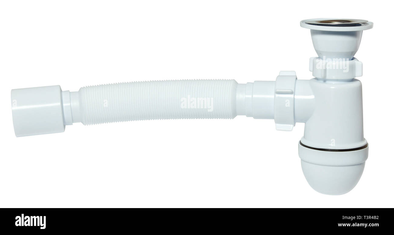 plastic siphon sink isolated on white background Stock Photo - Alamy
