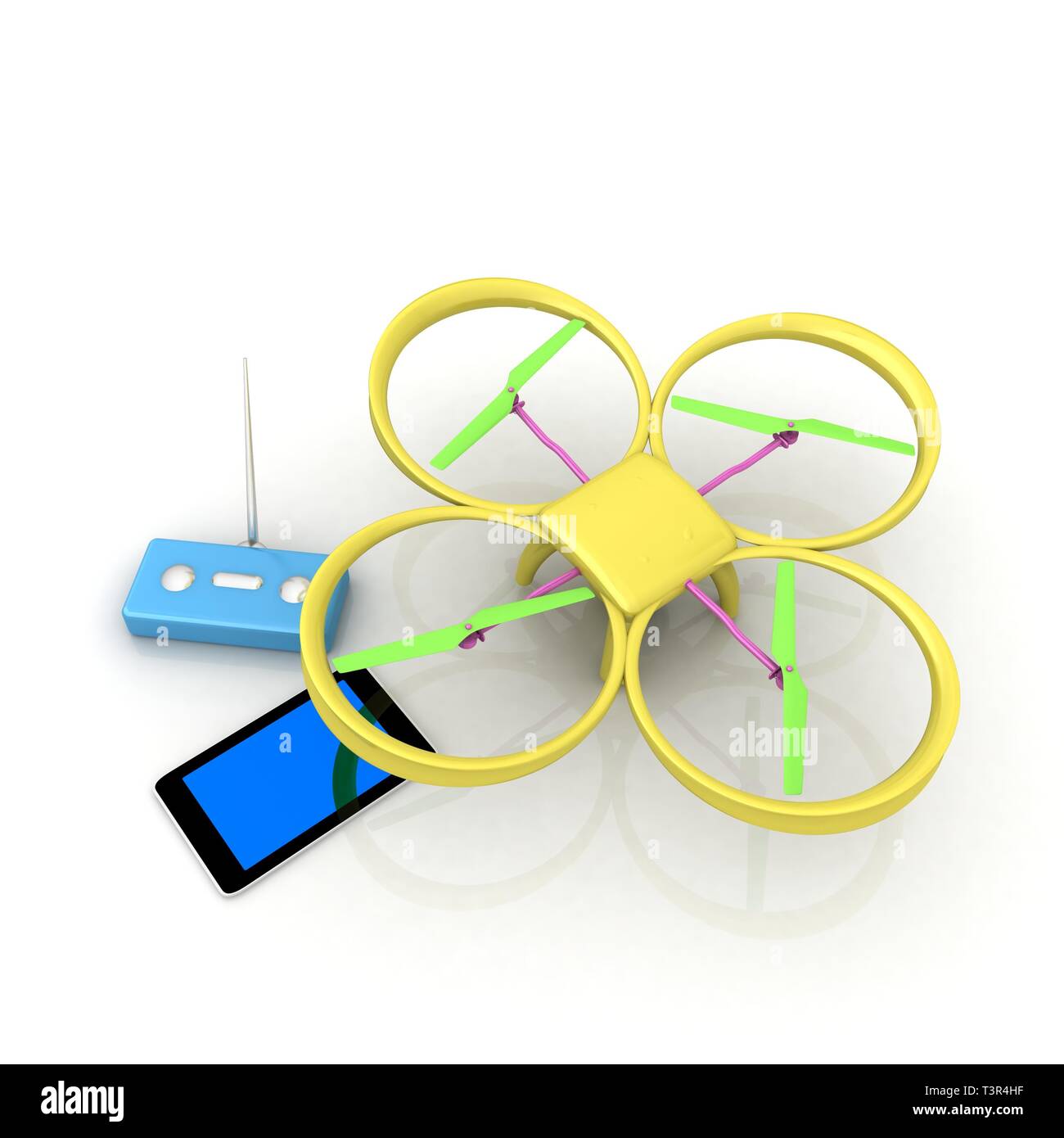 Drone, remote controller and tablet PC Stock Photo - Alamy