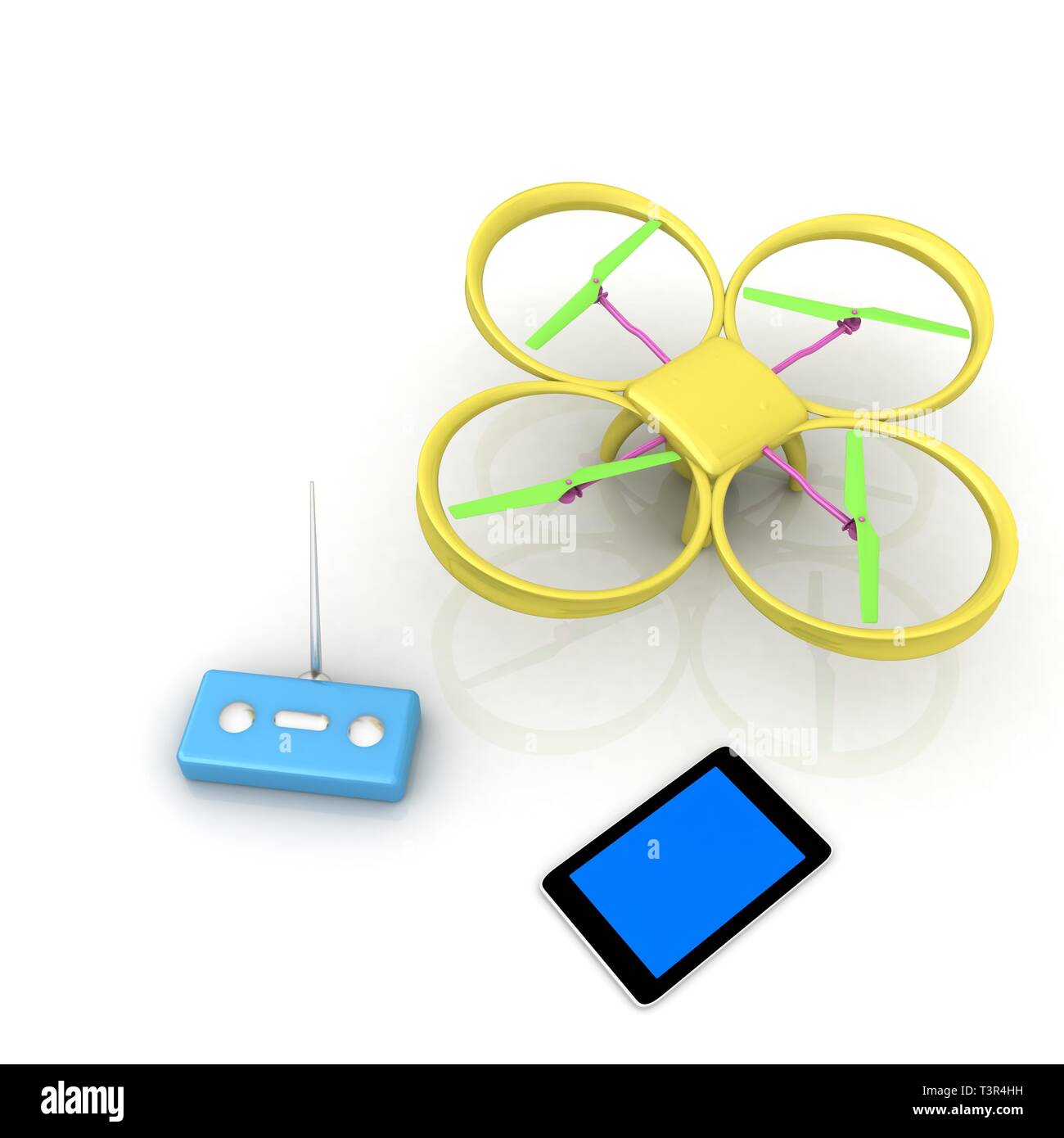 Drone, remote controller and tablet PC Stock Photo - Alamy
