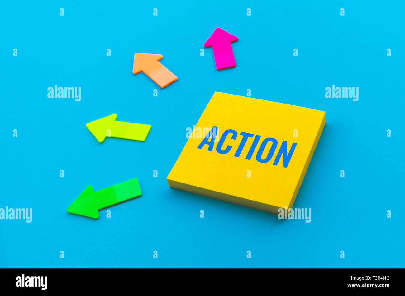 Action plan concepts with text on notepaper and arrow.Business ...