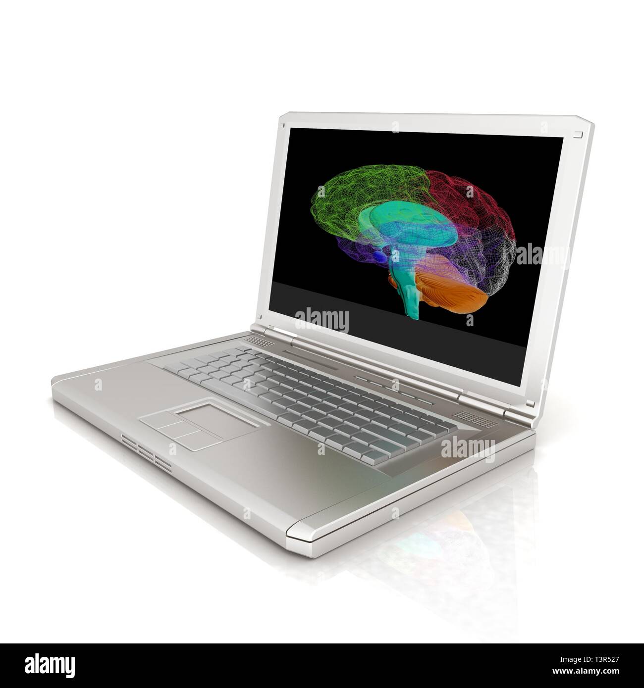 creative three-dimensional model of human brain scan on a digital ...