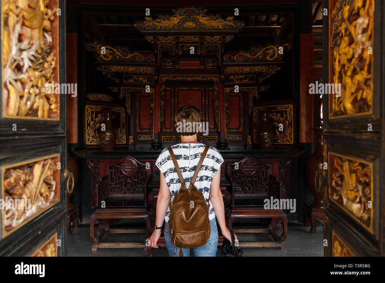 Female tourist in Chinese old town Stock Photo - Alamy