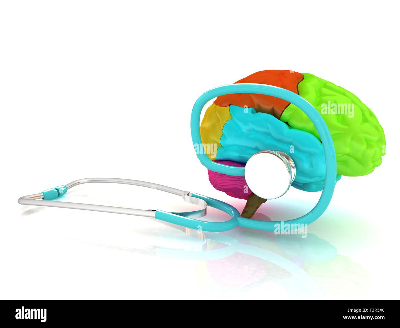 stethoscope and brain. 3d illustration Stock Photo - Alamy