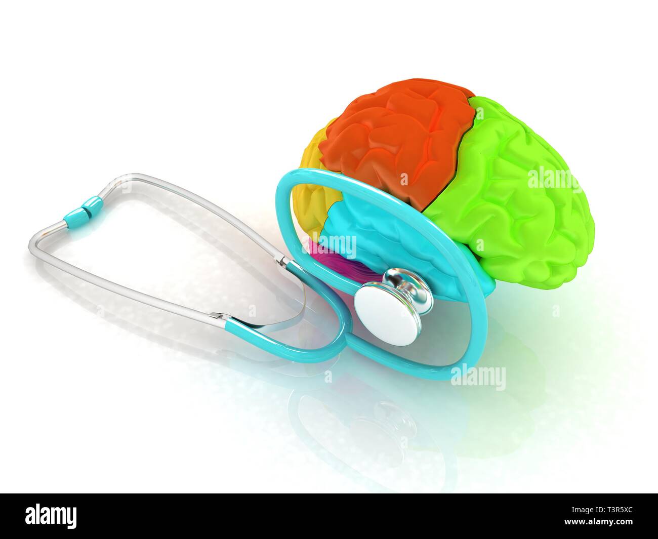 stethoscope and brain. 3d illustration Stock Photo - Alamy