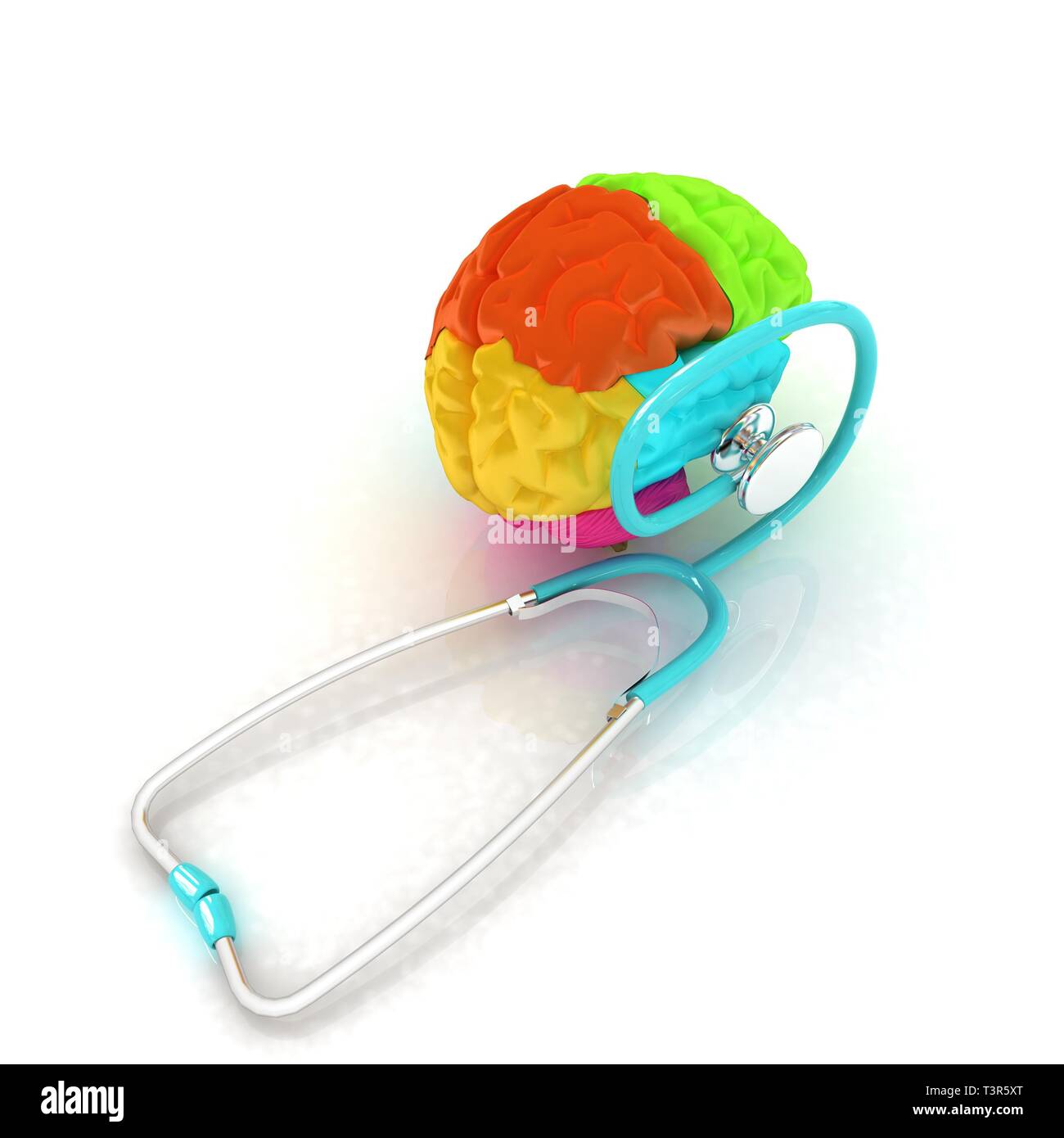 stethoscope and brain. 3d illustration Stock Photo - Alamy