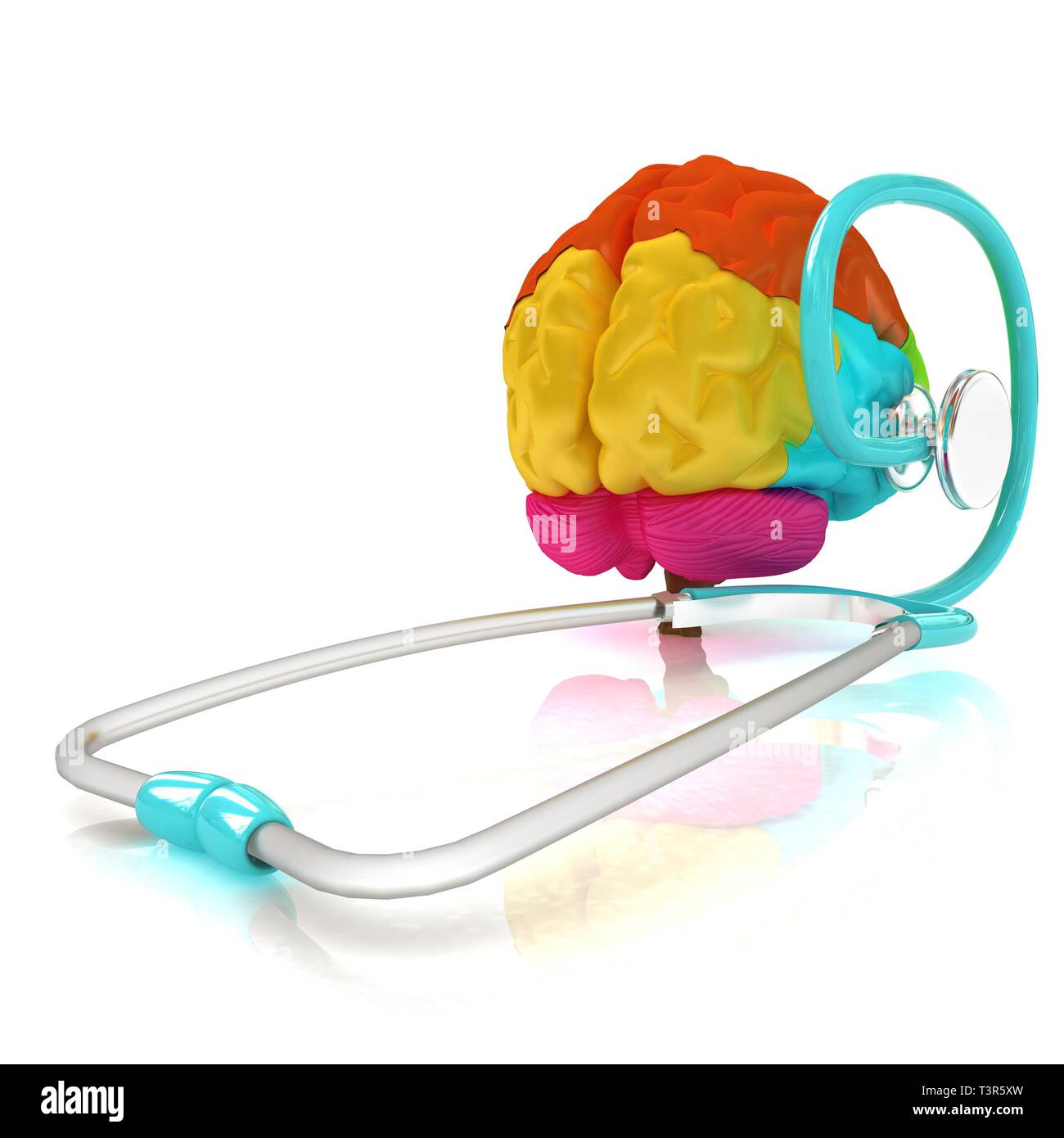 stethoscope and brain. 3d illustration Stock Photo - Alamy