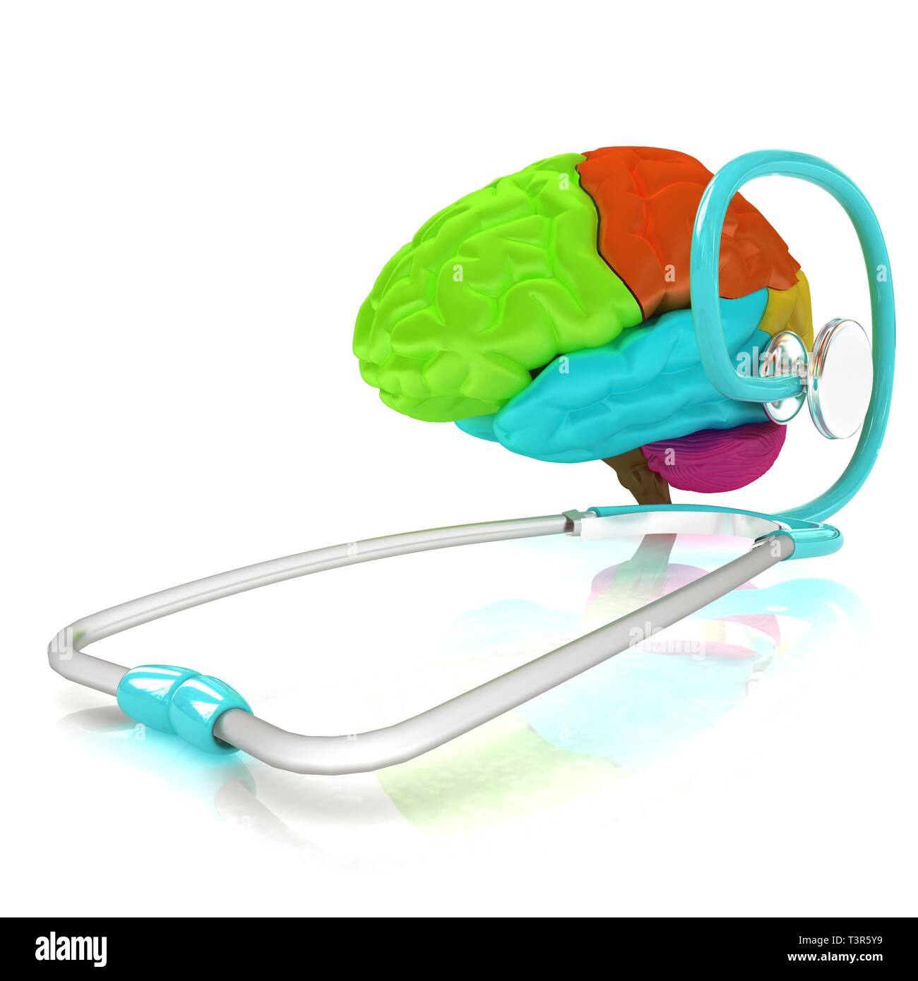 stethoscope and brain. 3d illustration Stock Photo - Alamy
