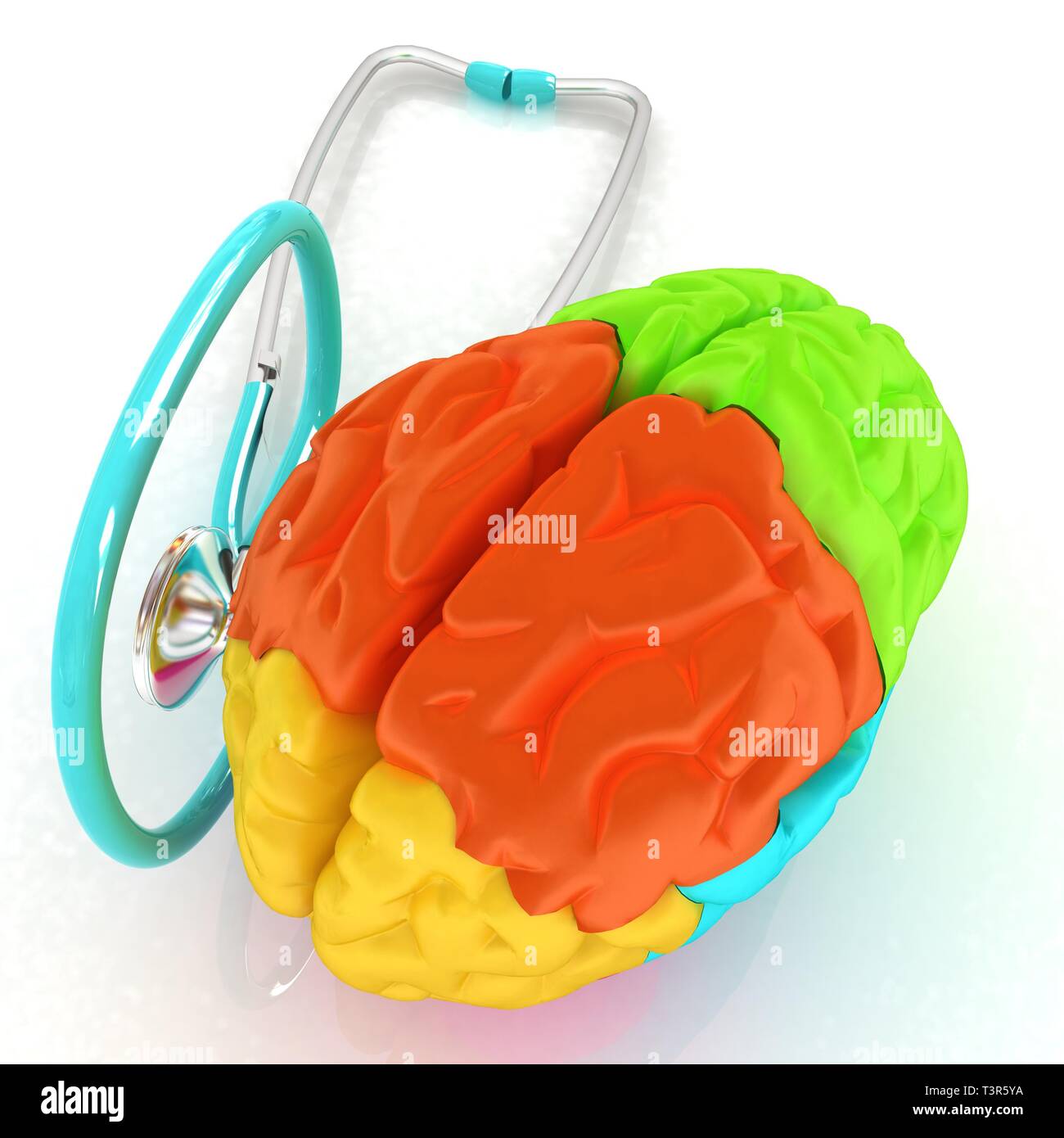 stethoscope and brain. 3d illustration Stock Photo - Alamy