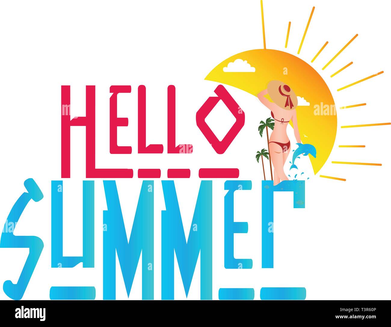 Hello Summer Greeting Text in White Background Banner Stock Vector ...