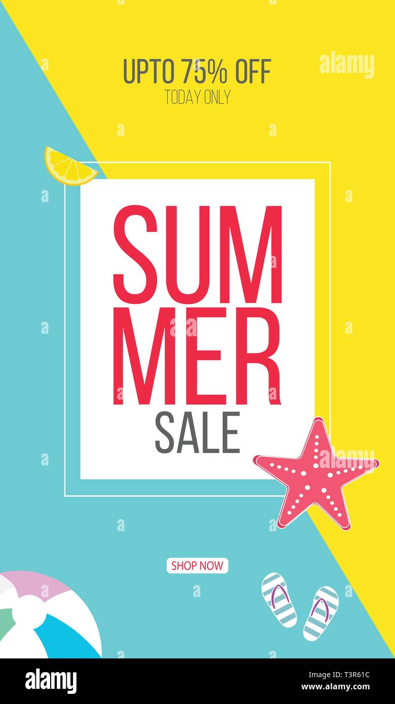 Summer time vector banner design with text and colorful background ...