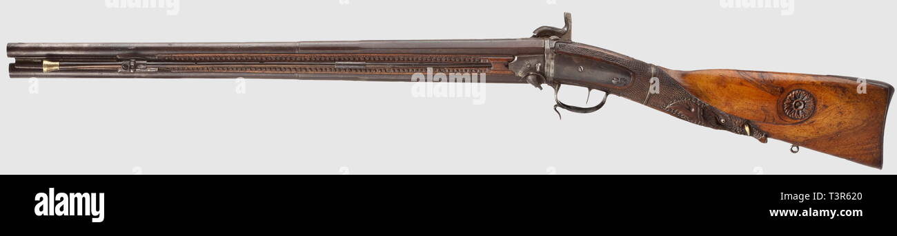 Civil long arms, flintlock and caplock, caplock turned rifle with ...