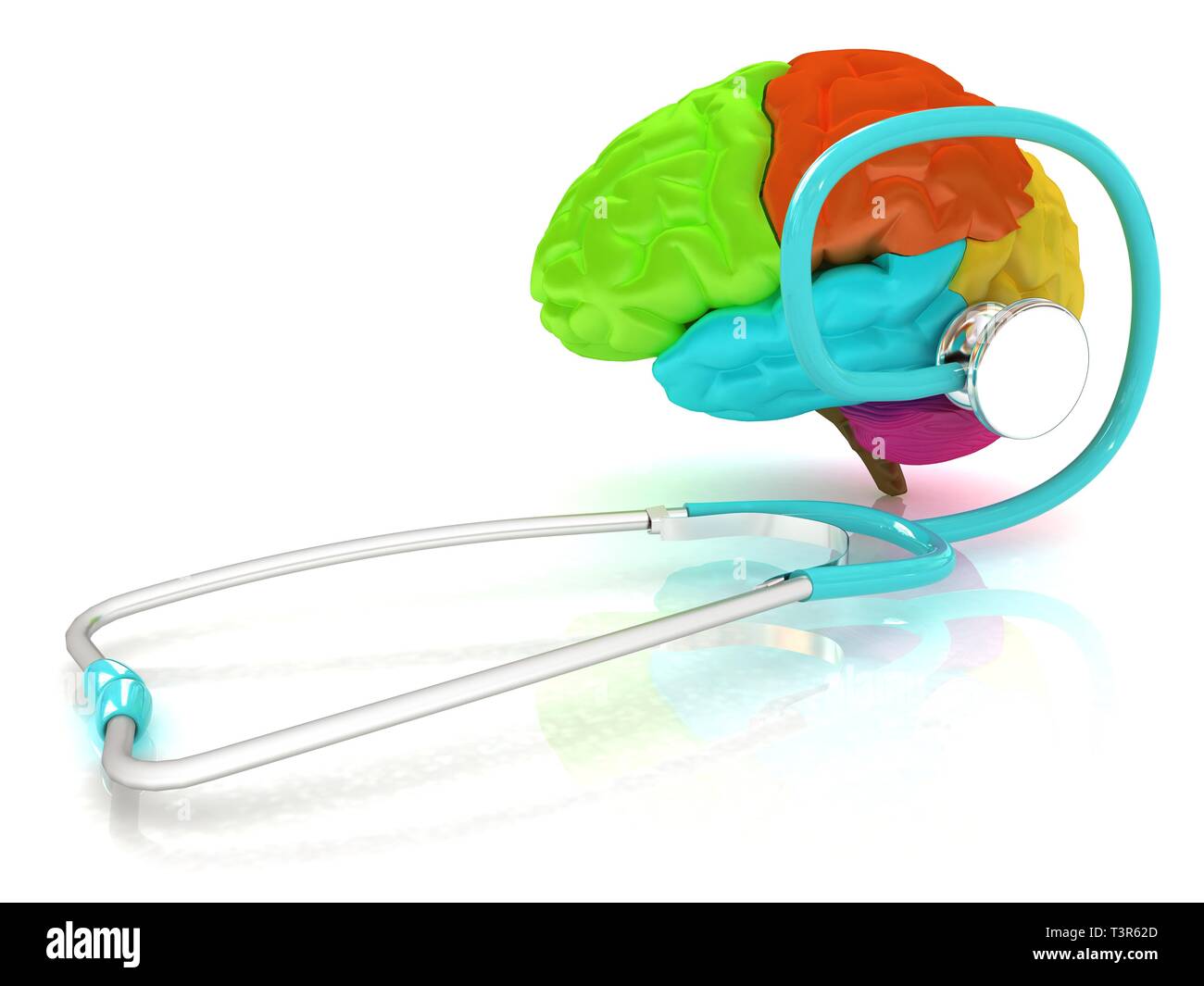 stethoscope and brain. 3d illustration Stock Photo - Alamy