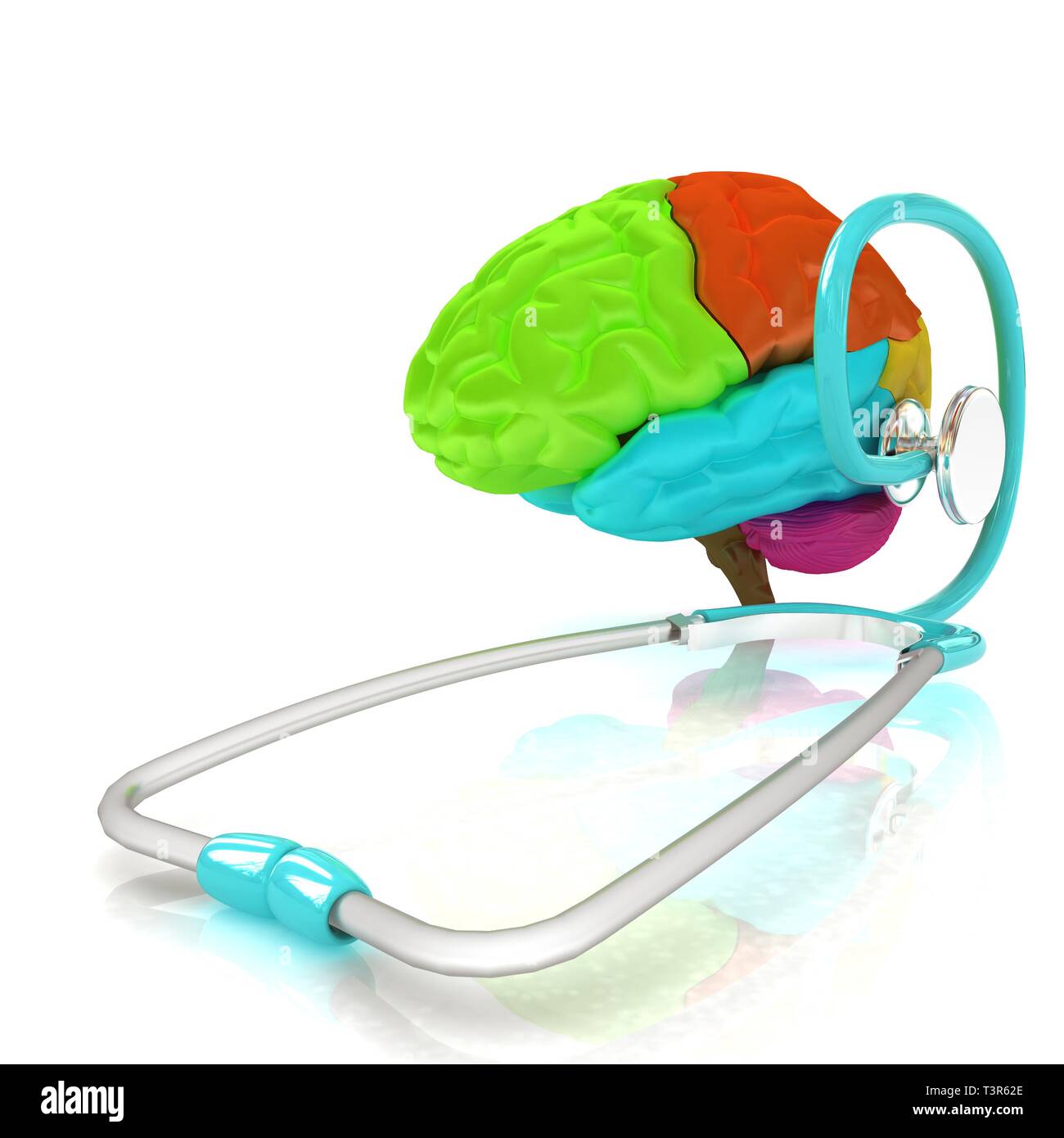 stethoscope and brain. 3d illustration Stock Photo - Alamy