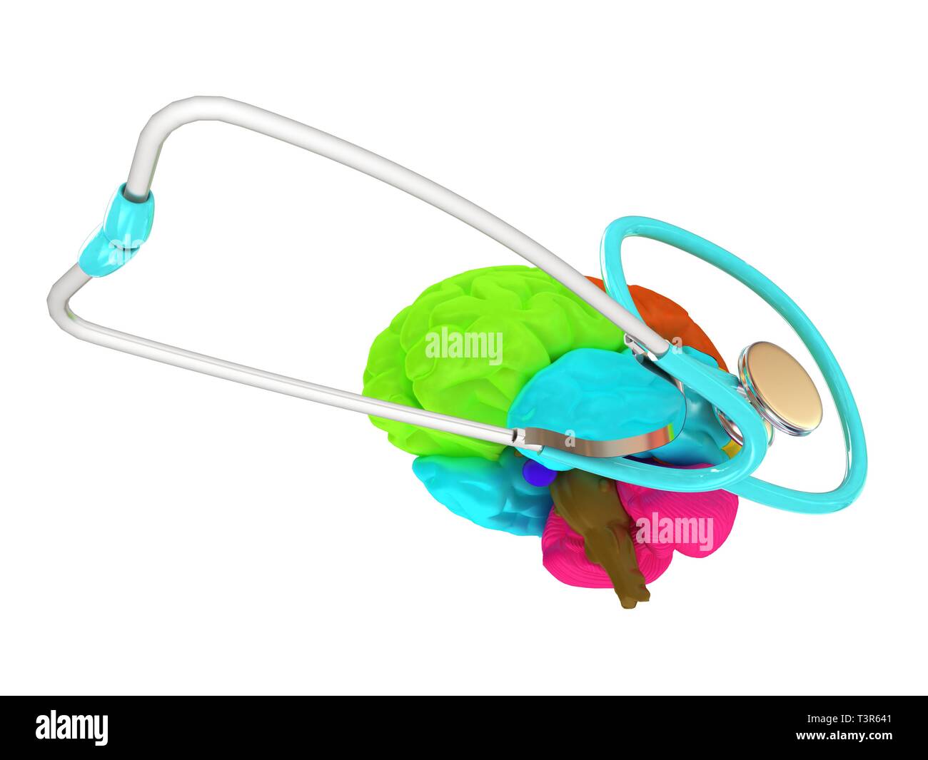 stethoscope and brain. 3d illustration Stock Photo - Alamy