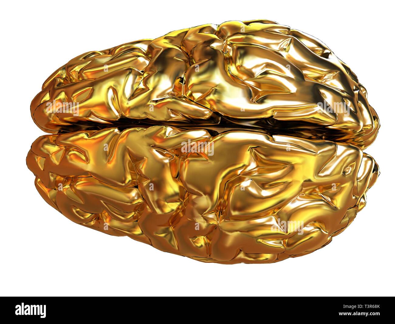 Gold brain. 3d render Stock Photo - Alamy
